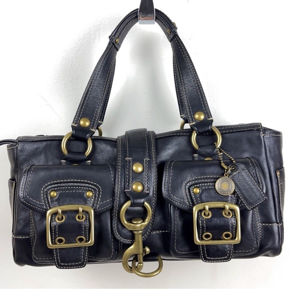 Coach | Bags | Coach Y2k Mandy 65th Anniversary Black Leather Satchel ...